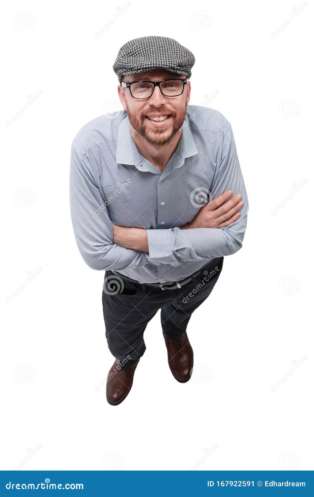 Top View. a Young Man in a Checkered Cap Stock Image - Image of plaid ...