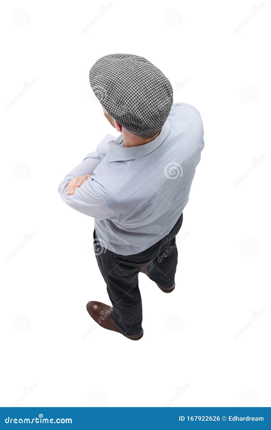 Top View. a Young Man in a Checkered Cap Stock Photo - Image of looking ...