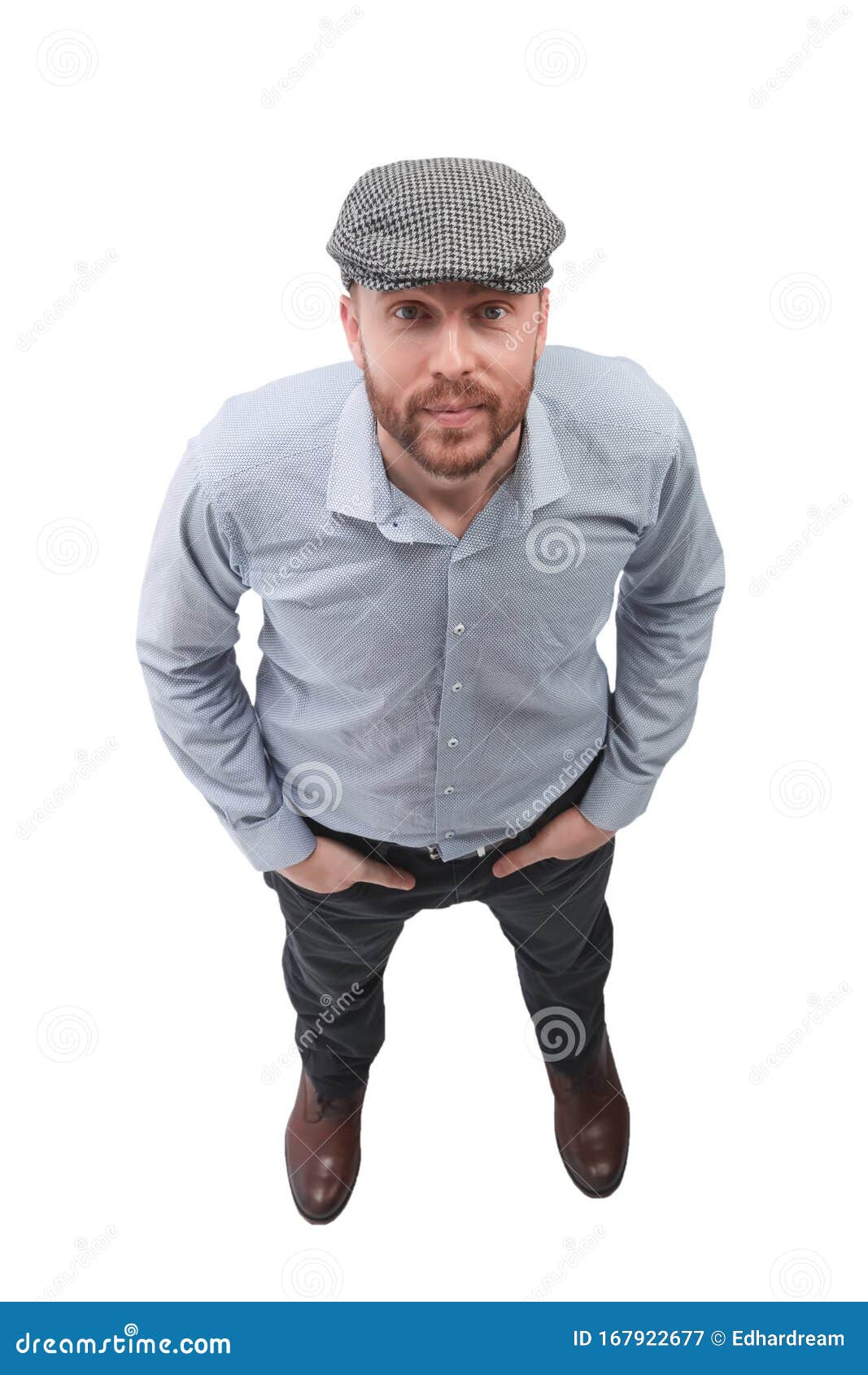 Top View. a Young Man in a Checkered Cap Stock Image - Image of person ...