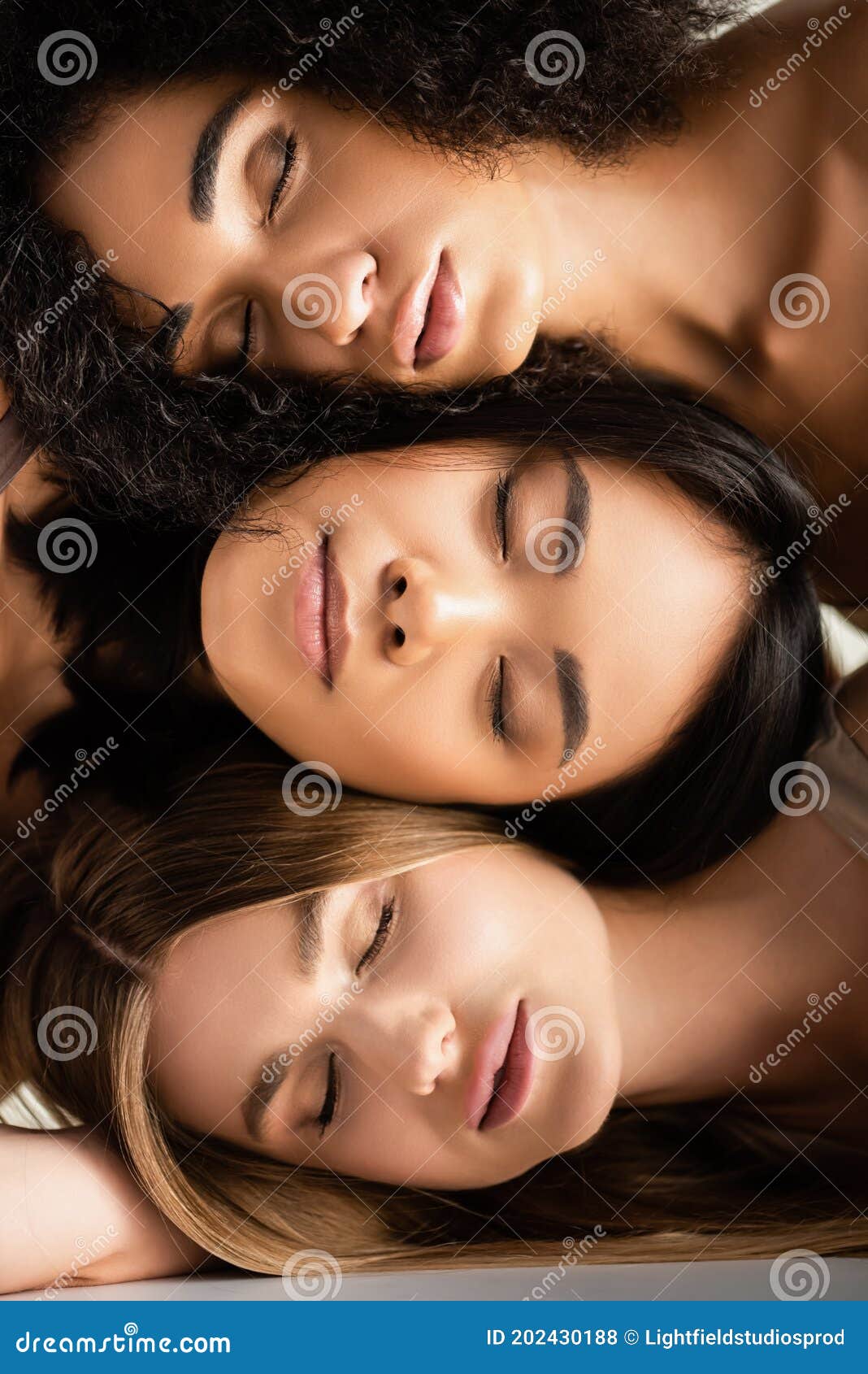 Top View of Multicultural Models with Stock Photo - Image of brunette ...