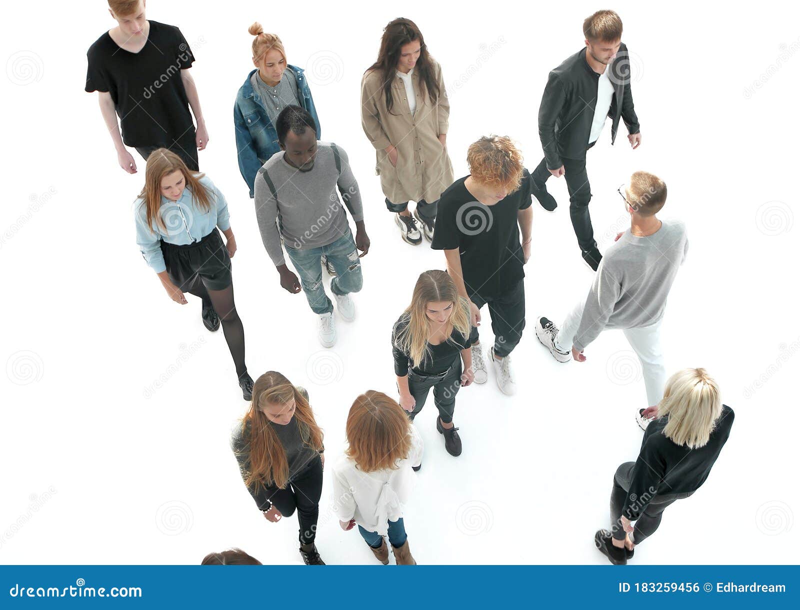 Top View . Young People Moving in Opposite Directions Stock Photo ... Top View . Young People Moving in Opposite Directions Stock Photo ...