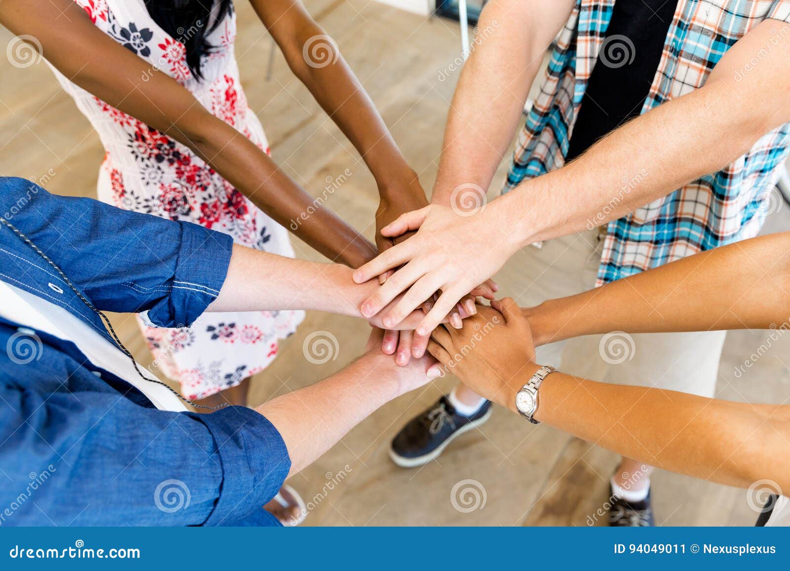 Top View of Young People Putting Hands Together Stock Image - Image of ...