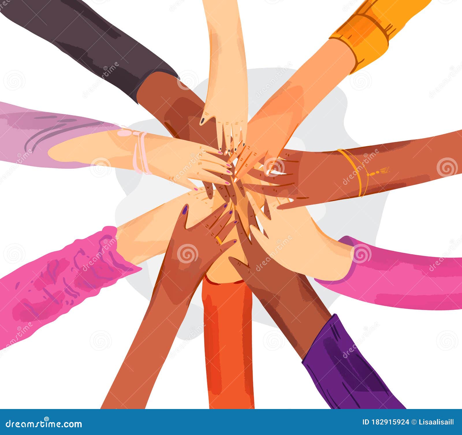 Friends With Stack Of Hands Black Silhouettes Top View. Friendship ...