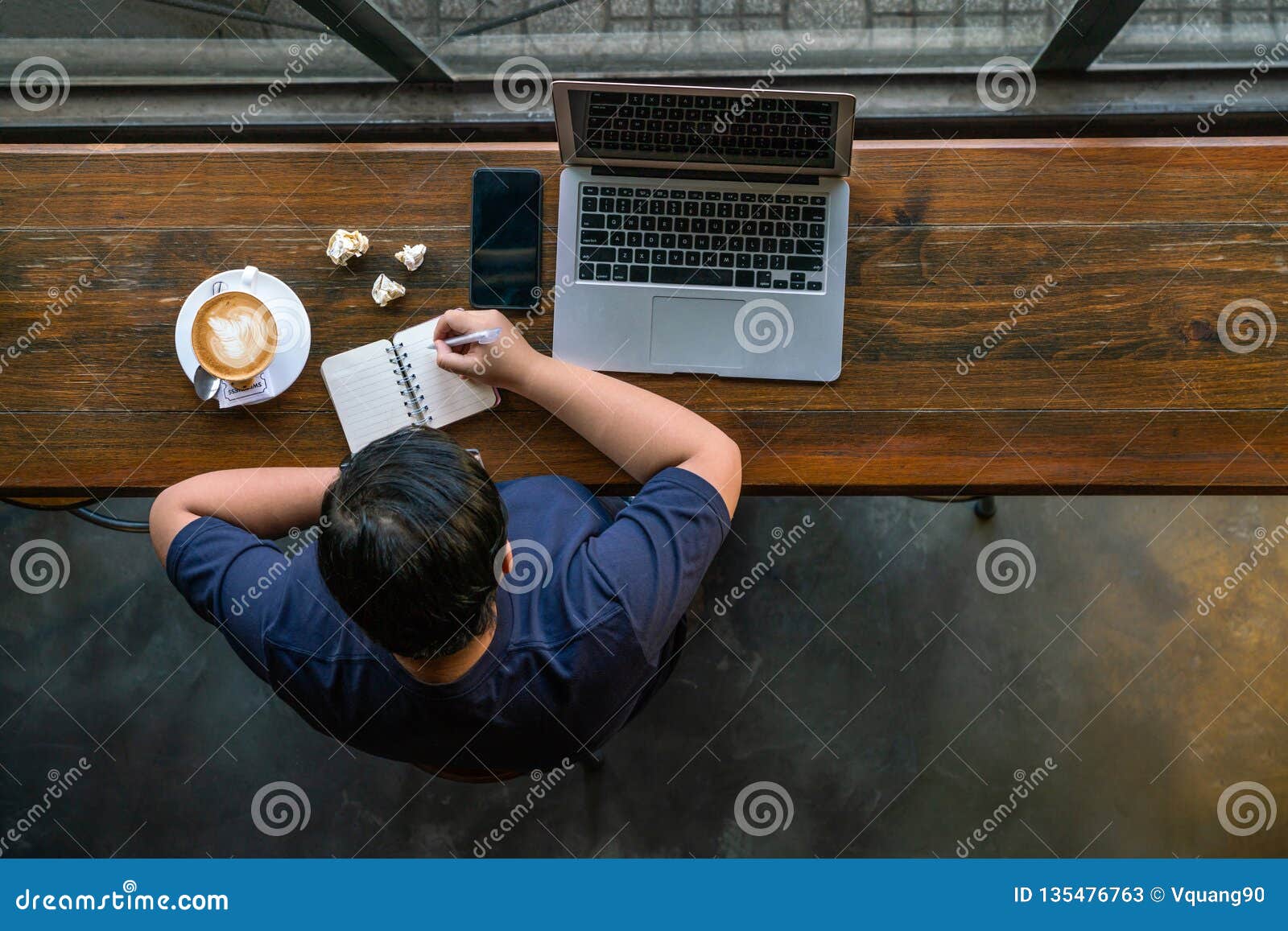 Top View of University Student Writing Notes Stock Image - Image of ...