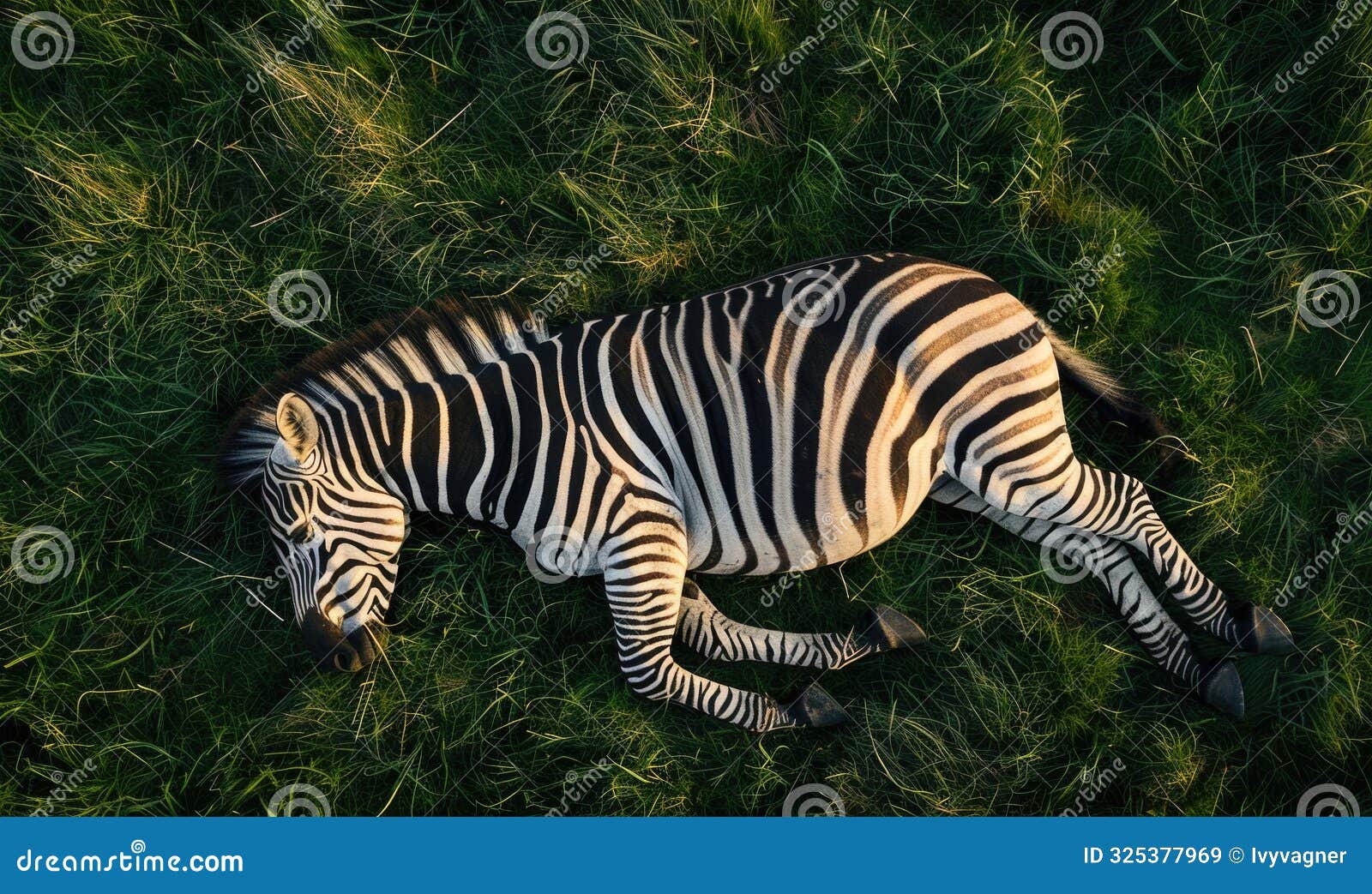 Top View of a Zebra Lying Down in the Grass Stock Image - Image of wildlife, animals: 325377969