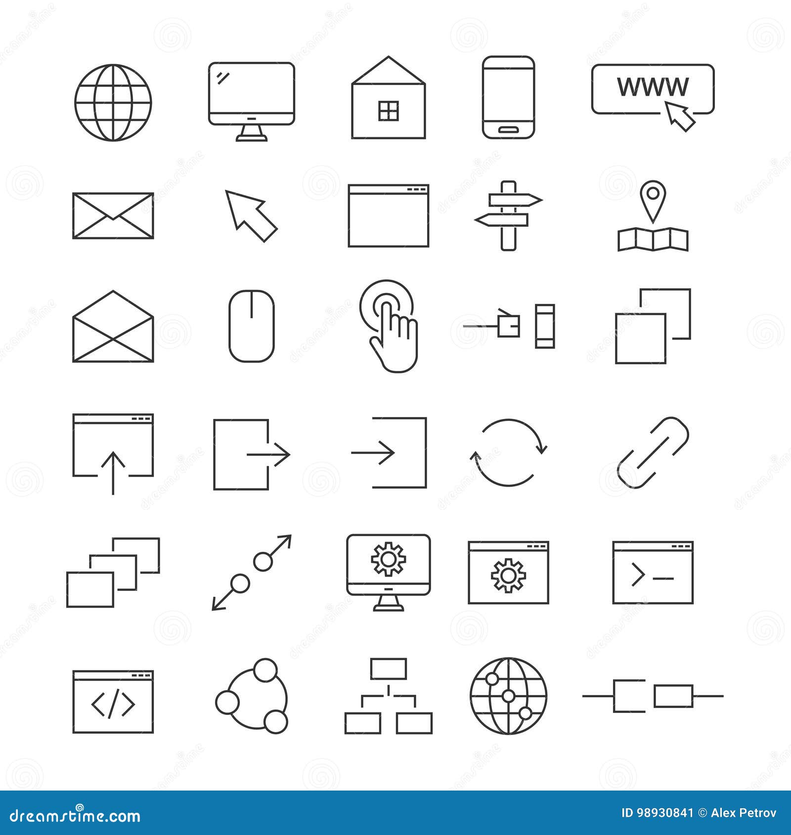 Top 30 Web Line Icons stock vector. Illustration of internet - 98930841