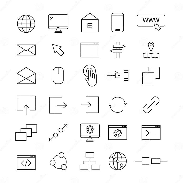 Top 30 Web Line Icons stock vector. Illustration of internet - 98930841