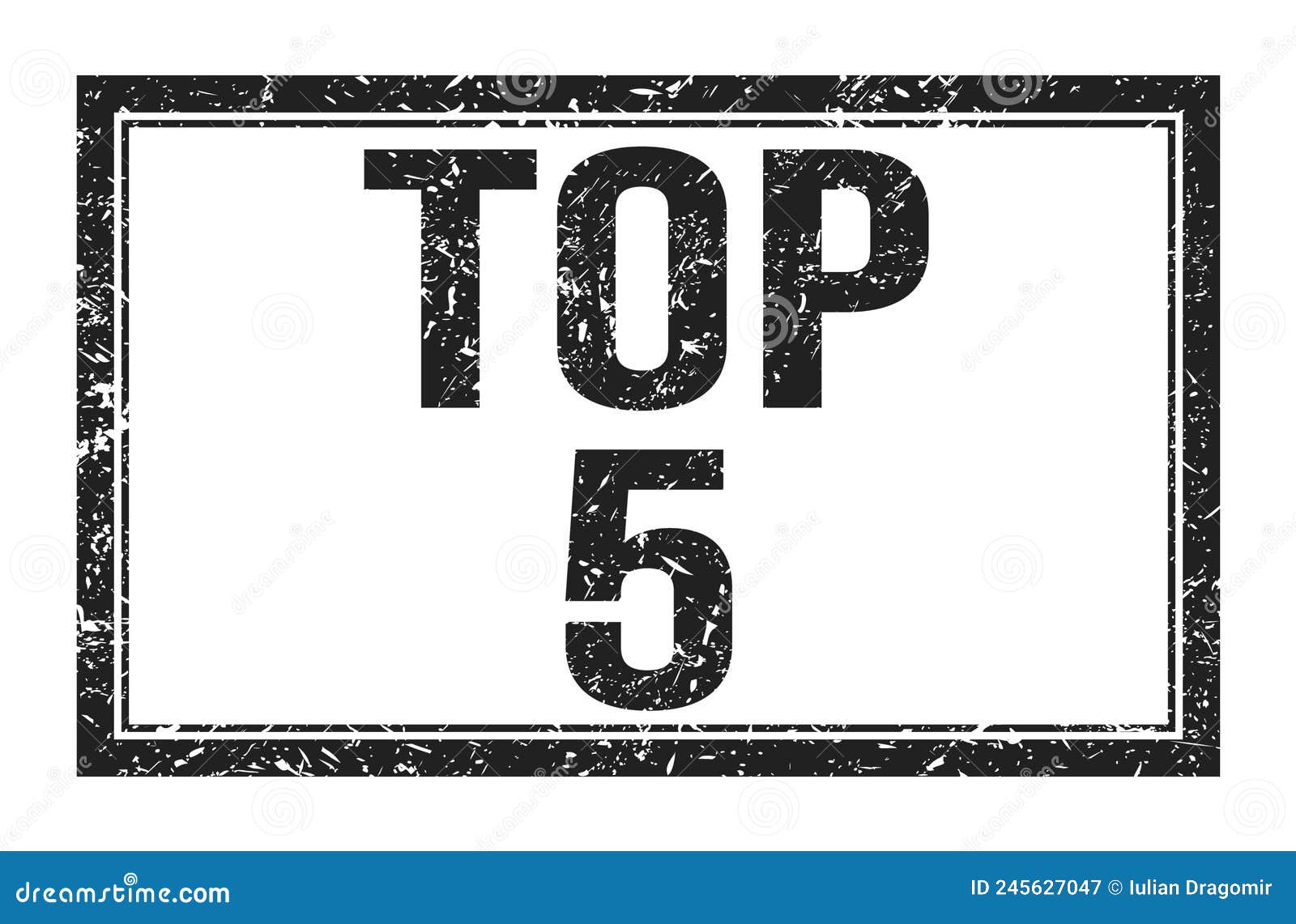 TOP 5, Words on Black Rectangle Stamp Sign Stock Illustration ...