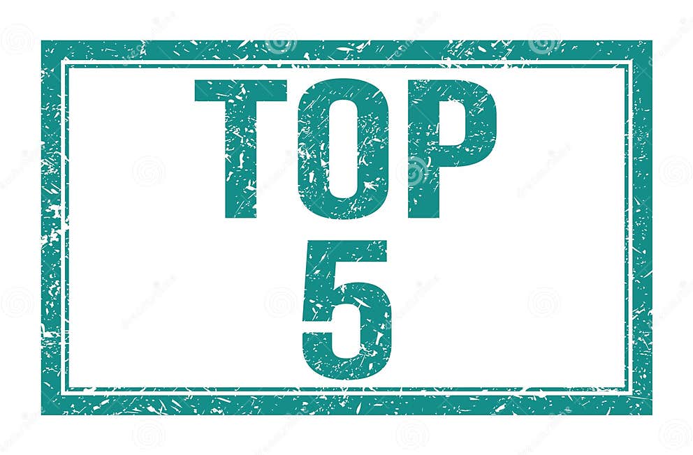 TOP 5, Words on Blue Rectangle Stamp Sign Stock Illustration ...