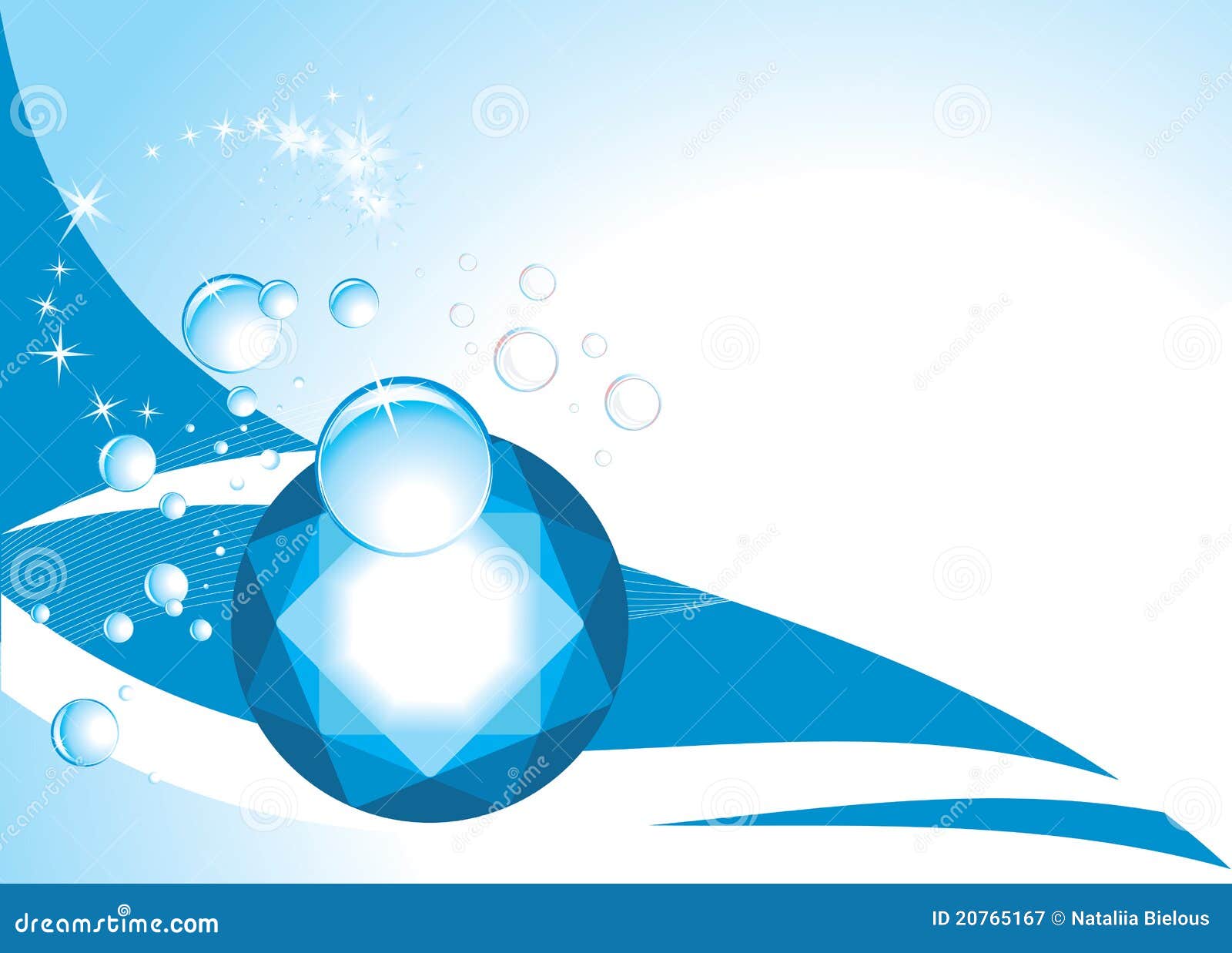 Topaz with Drops on the Abstract Blue Background Stock Vector ...