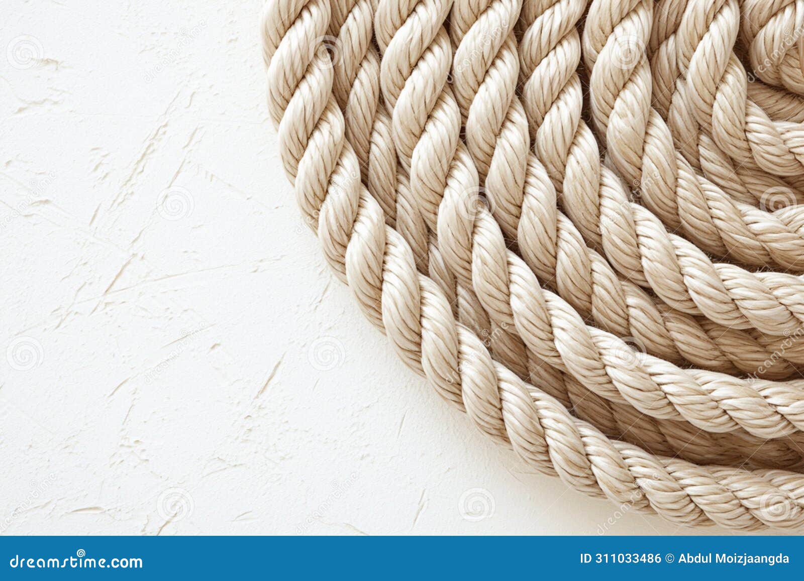 Topdown View of Coiled Rope on Clean White Surface Stock Illustration ...