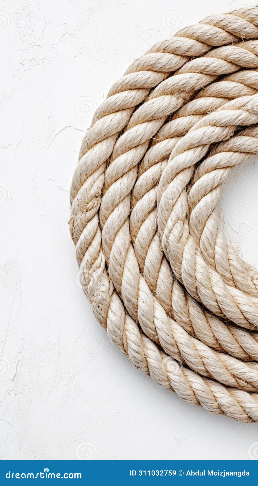Topdown View of Coiled Rope on Clean White Surface Stock Illustration ...