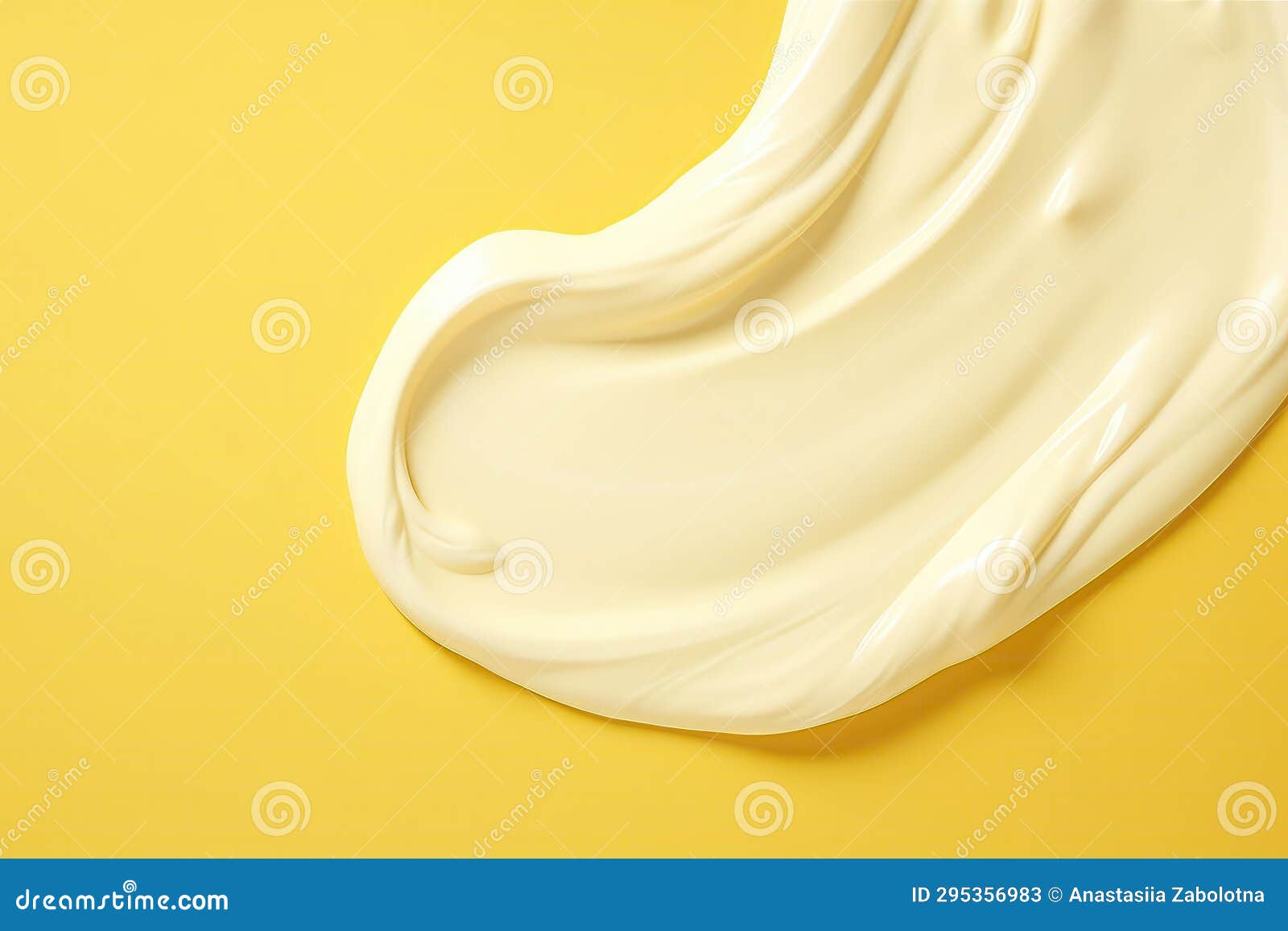 Topdown View of White Cream Smear on Yellow Background Stock ...