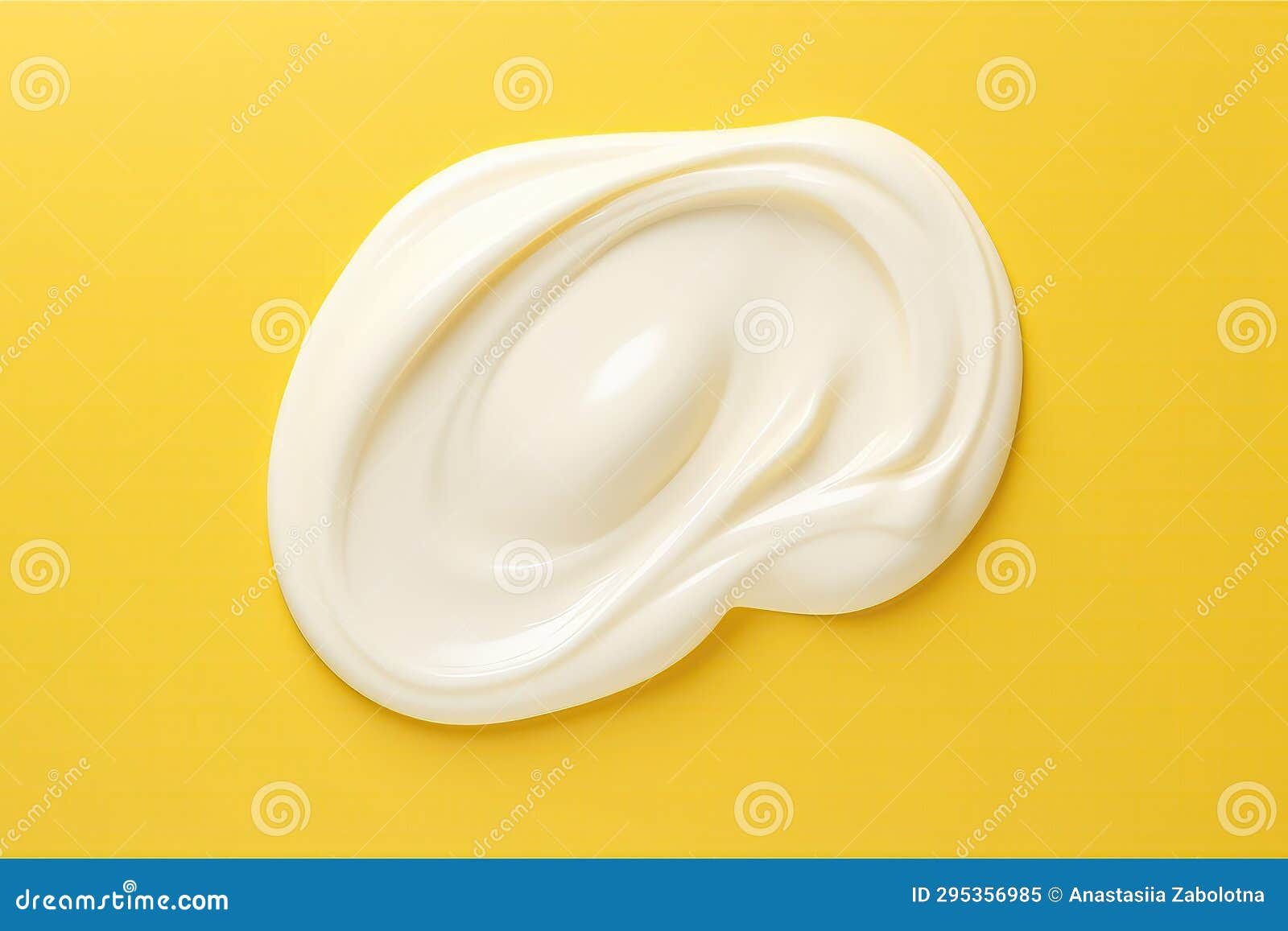 Topdown View of White Cream Smear on Yellow Background Stock ...