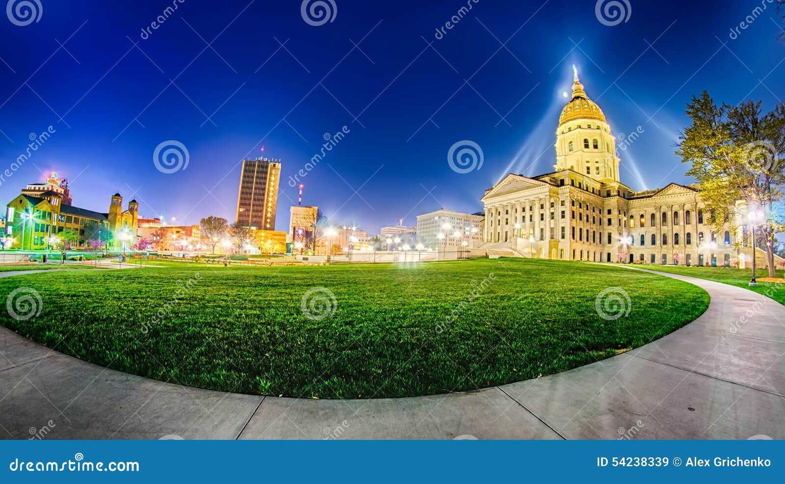 Topeka Kansas Downtown at Night Stock Image - Image of scenery ...