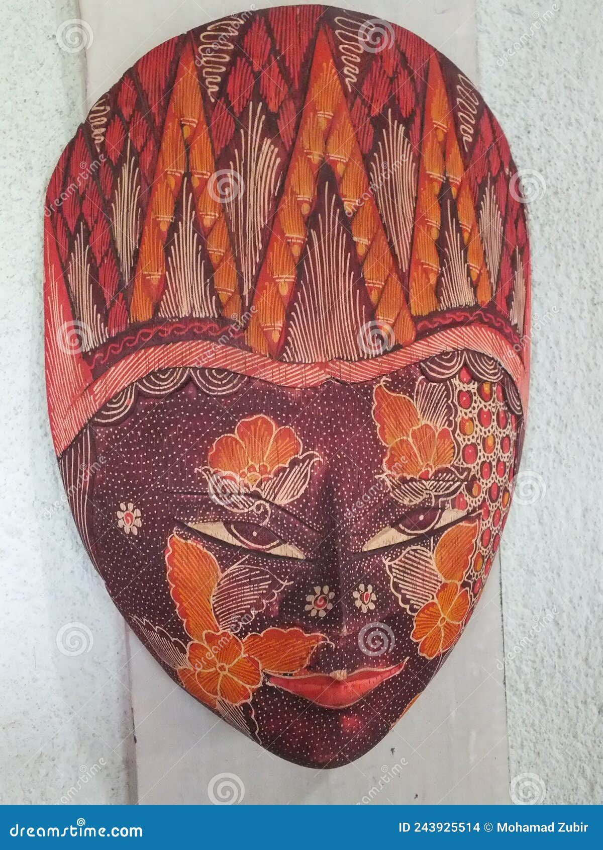 Traditional Mask with Batik Pattern Stock Photo - Image of terbuat ...