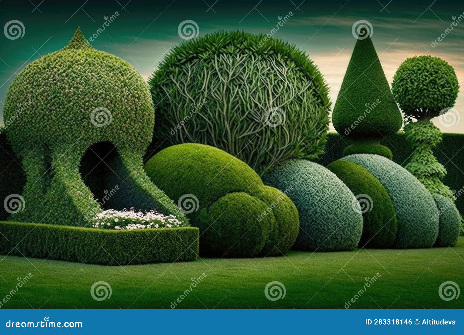 Topiary Hedge with Intricate and Unique Shapes and Patterns Stock ...