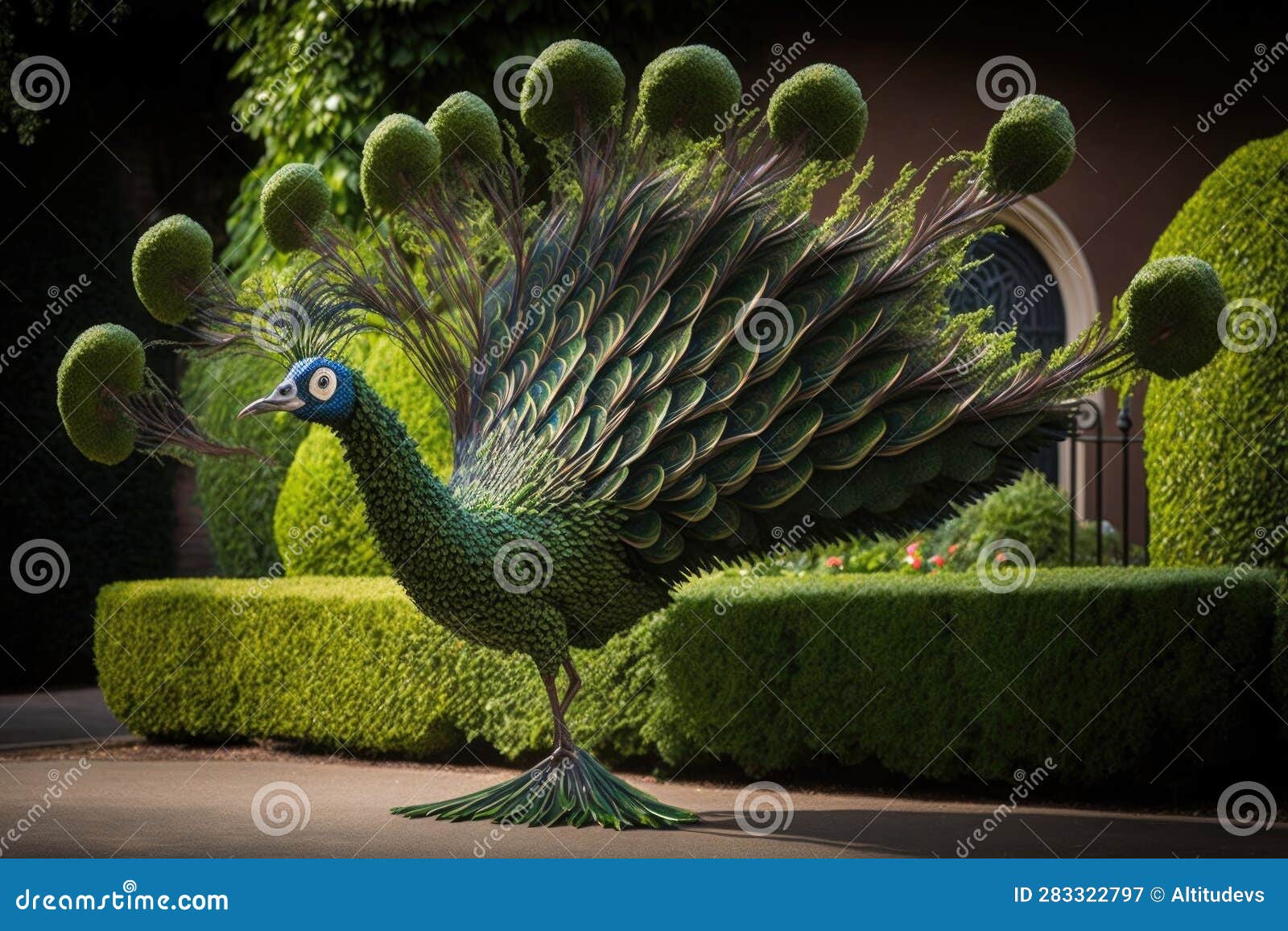 Topiary Peacock, with Its Tail Feathers Spread in Flight Stock Image ...
