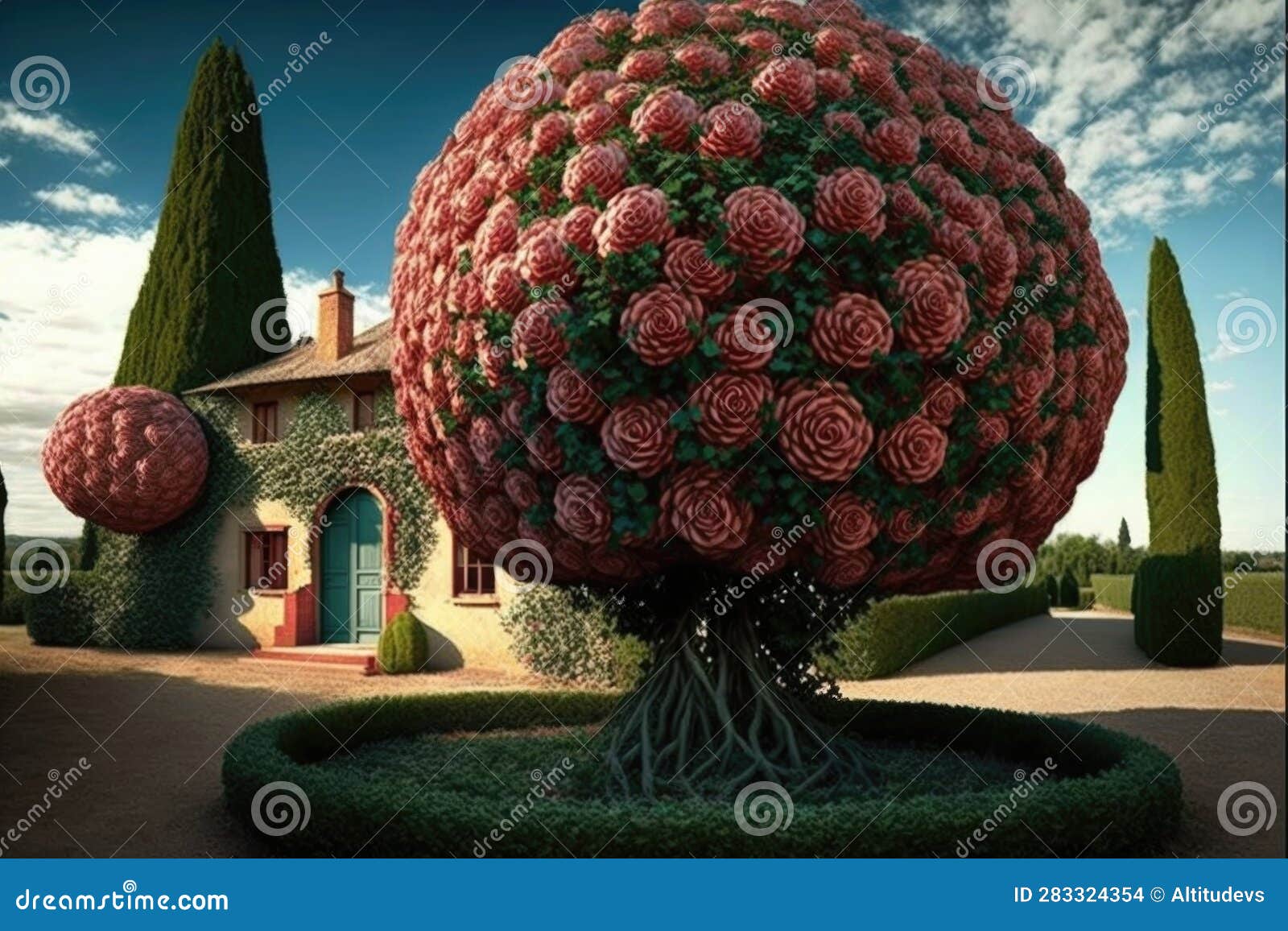 Topiary of Rose, with the Roses in Full Bloom Stock Illustration ...