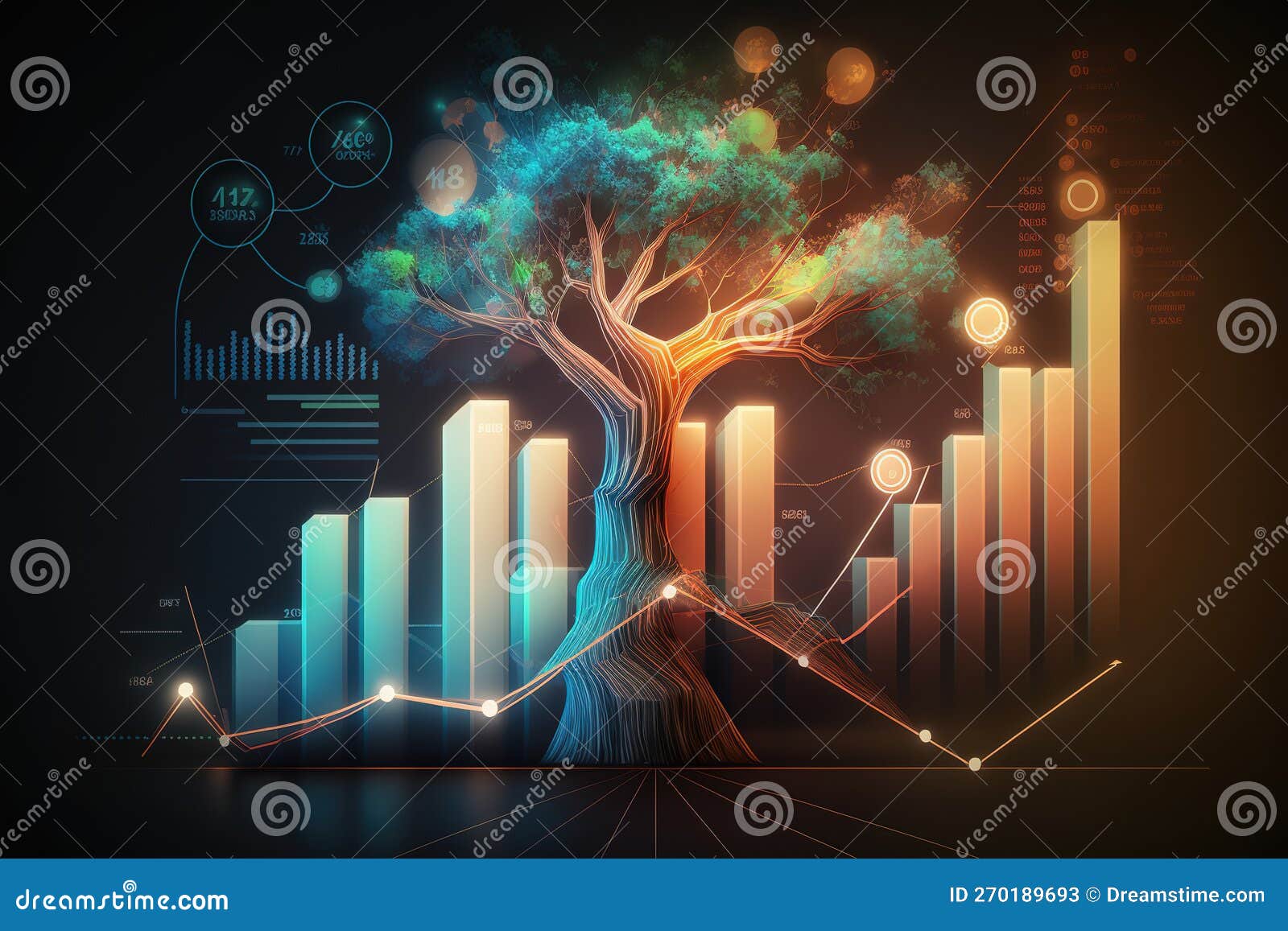 Analysis Concept on Finance Chart Data Diagram Stock Illustration ...