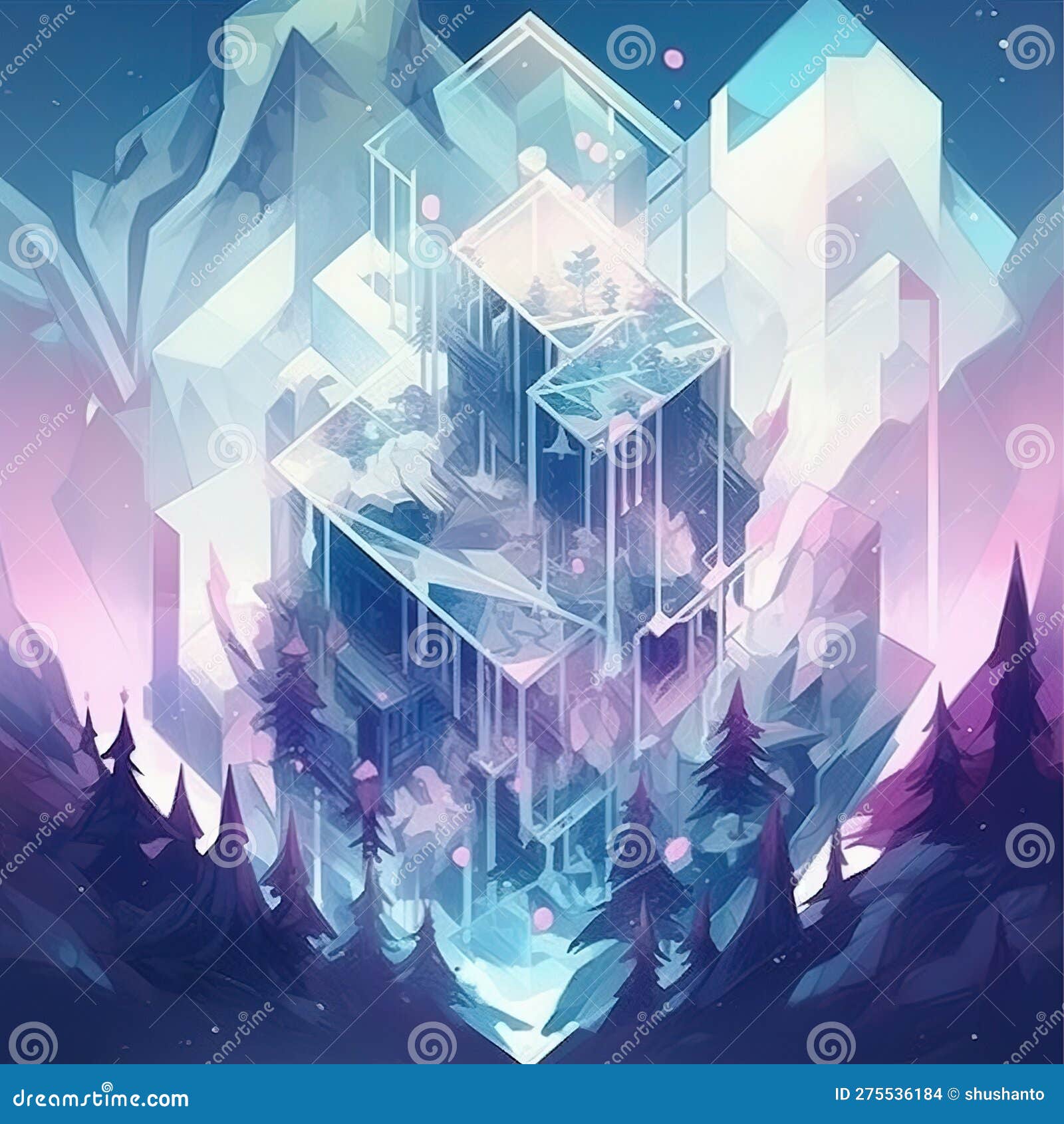 Illustration of a Magical Infinity Forest Stock Photo - Image of ...