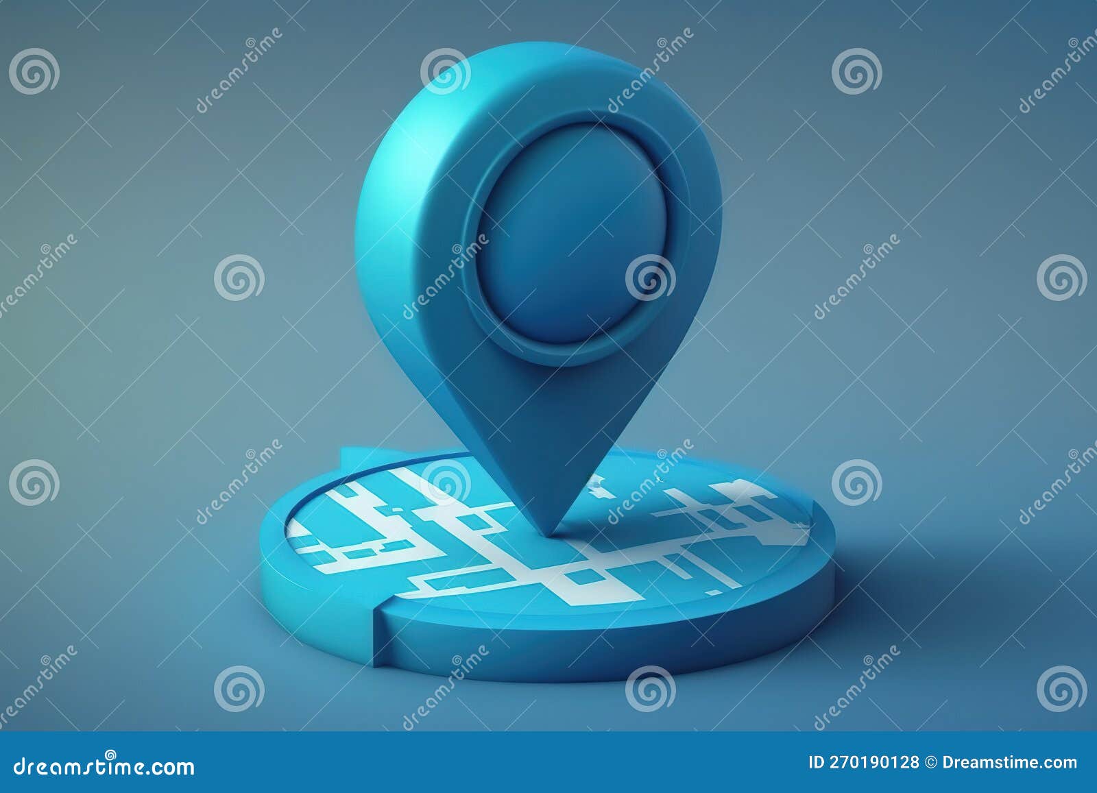 Locator Mark of Map and Location Pin or Navigation Icon Sign on Blue ...