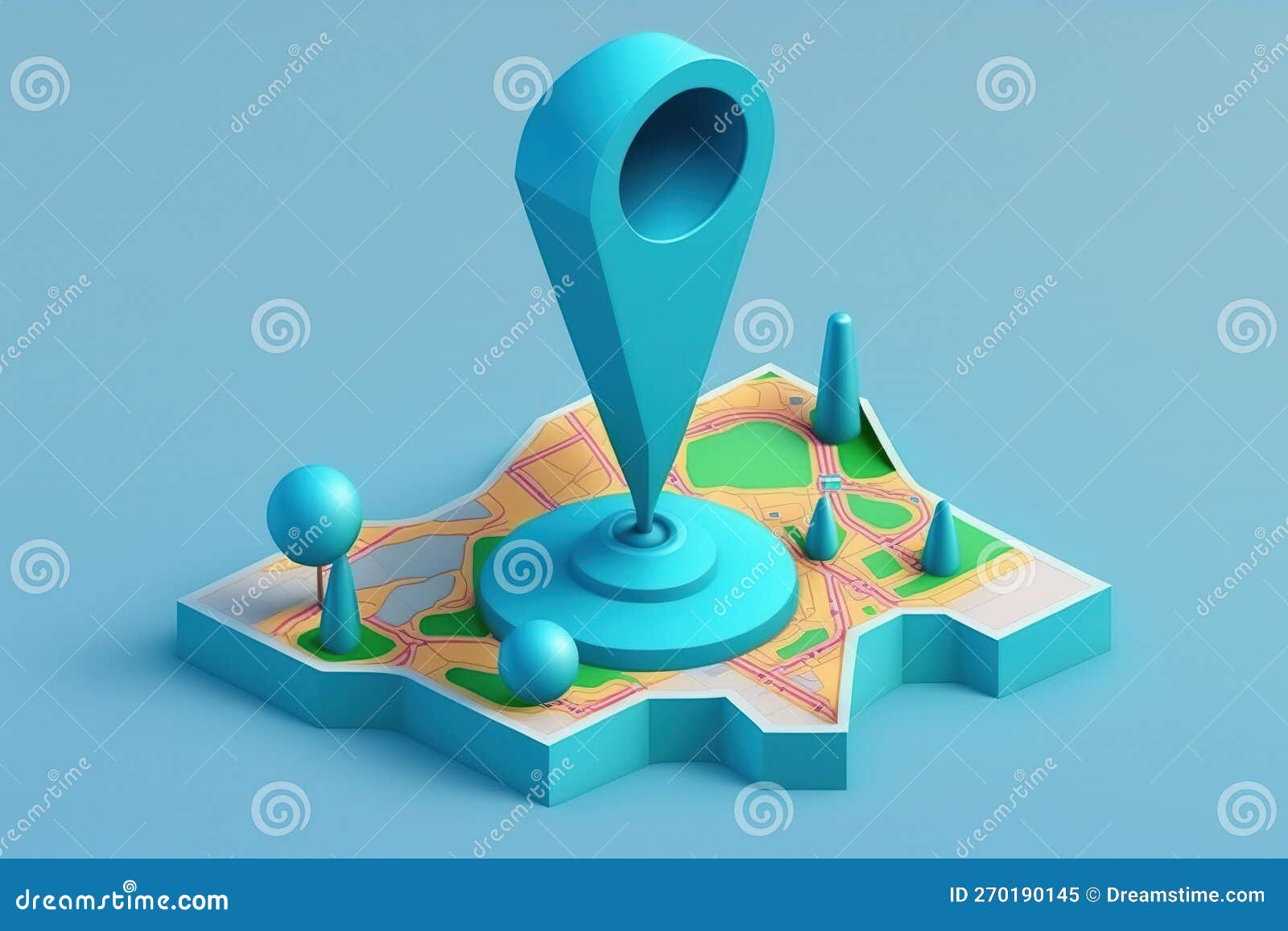 Locator Mark of Map and Location Pin or Navigation Icon Sign on Blue ...