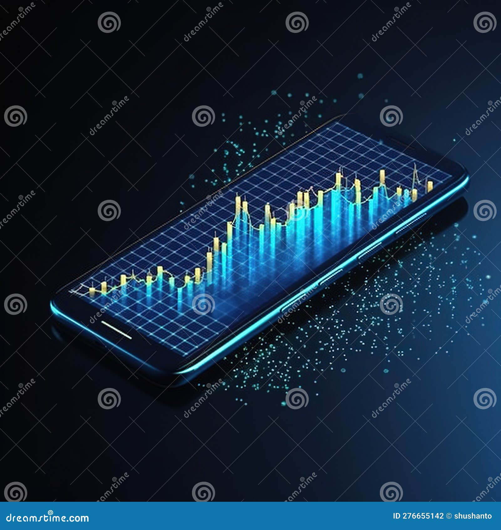 Application of Smartphone with Business Graph and Analytics Data on Isometric Mobile Phone Stock ...
