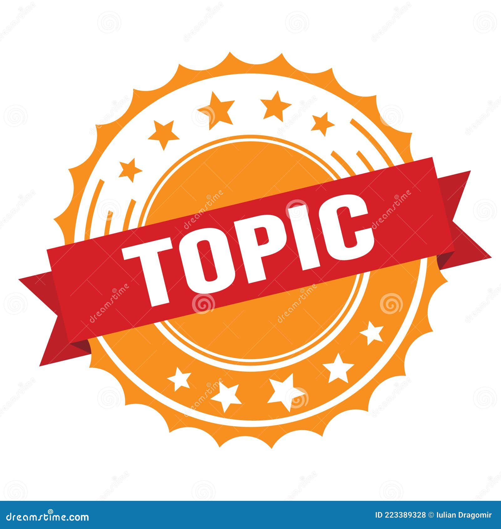 TOPIC Text on Red Orange Ribbon Stamp Stock Illustration - Illustration ...