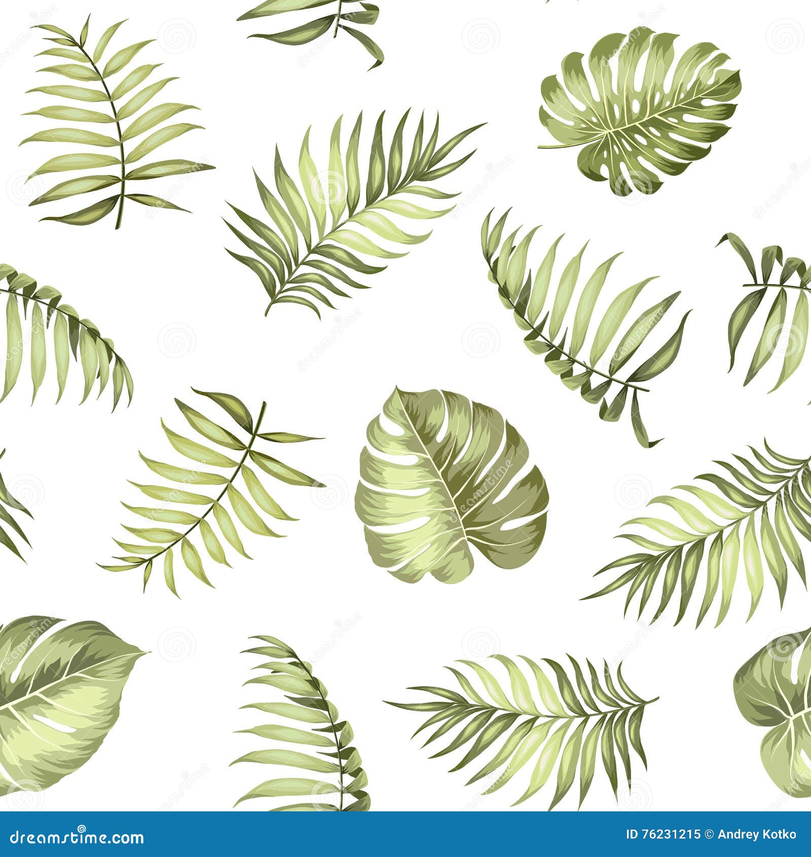 Topical Palm Leaves Pattern. Stock Vector - Illustration of branch ...