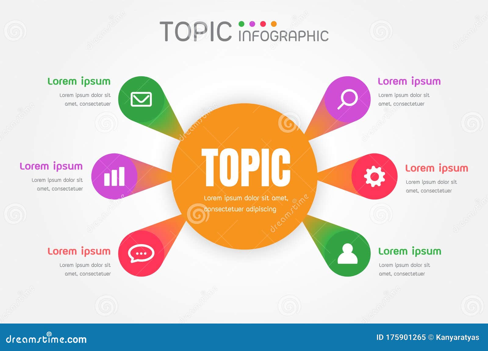 6 Topics Color Elements Infographic Stock Vector - Illustration of ...