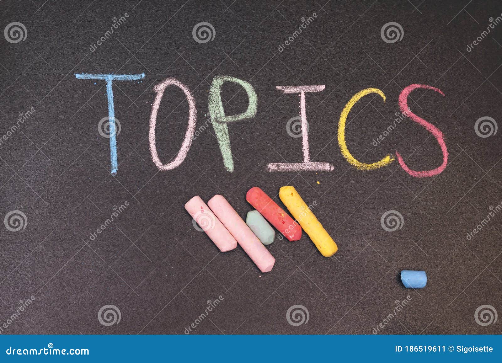 Topics Handwritten with Colorful Chalk Stock Image - Image of ...