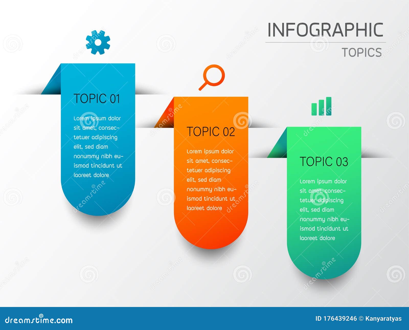 3 Topics or Steps Process Color Graphic Elements Infographic Stock ...