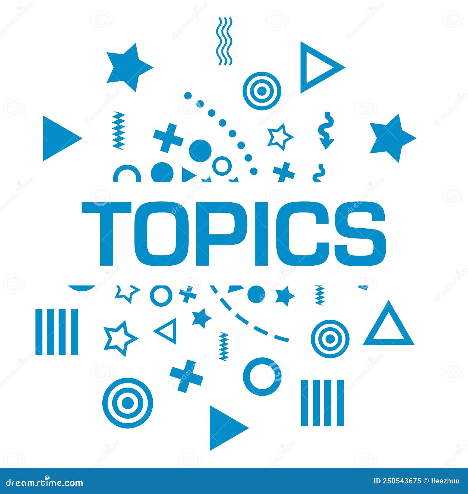 Topics Blue Random Shapes Circular Text Stock Illustration ...