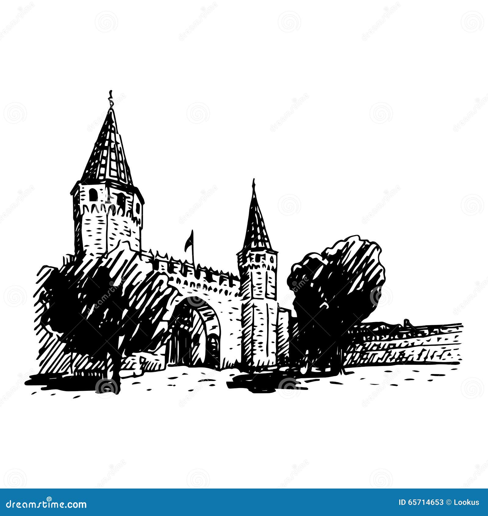 Topkapi Palace, Gate Of Salutation, Istanbul, Turkey. Cartoon Vector ...