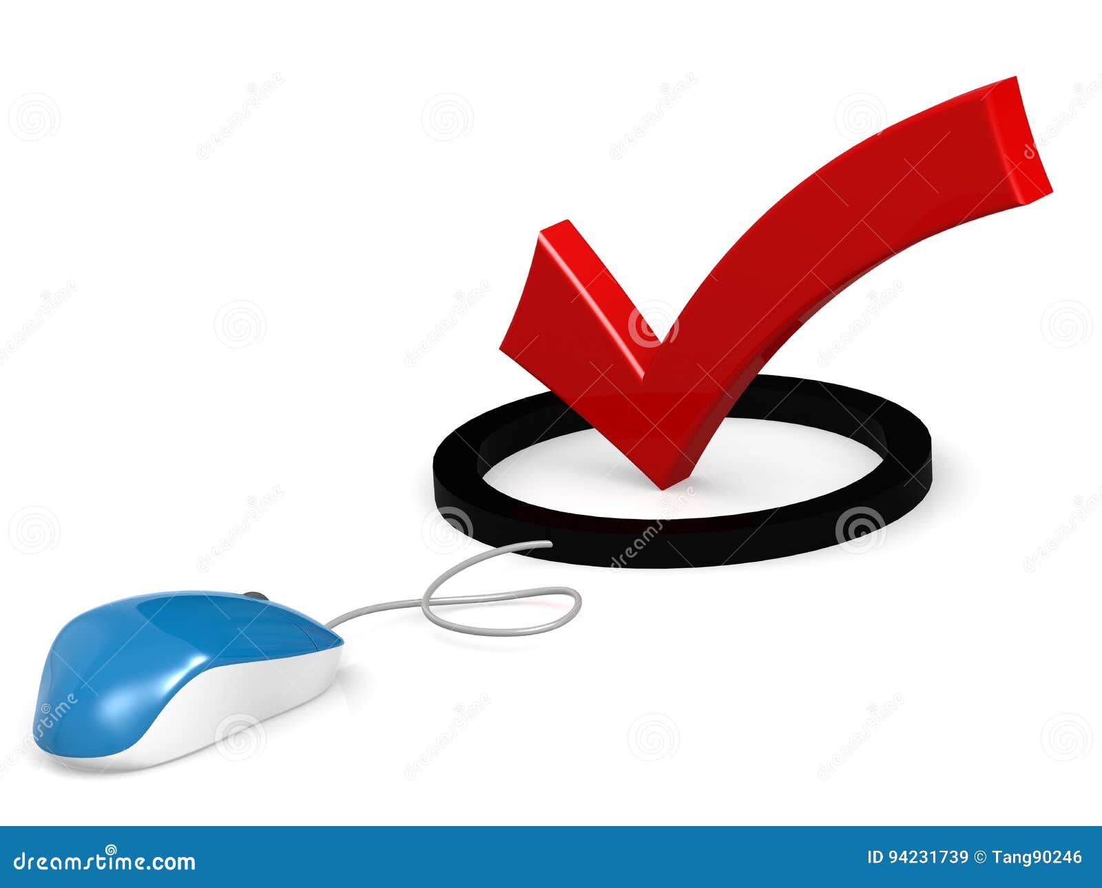 Topo Blu Con Il Segno Di Spunta Rosso Illustrazione di Stock ...