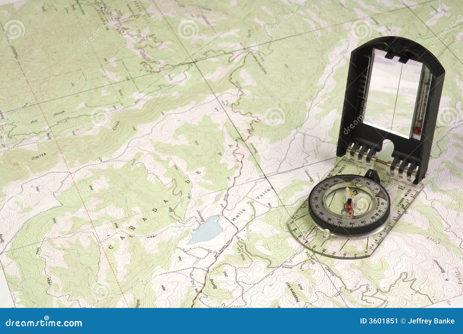 Topo Map and compass stock image. Image of houses, bearing - 3601851
