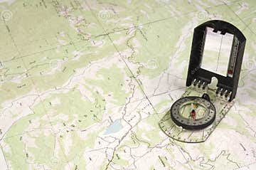 Topo Map and compass stock image. Image of houses, bearing - 3601851