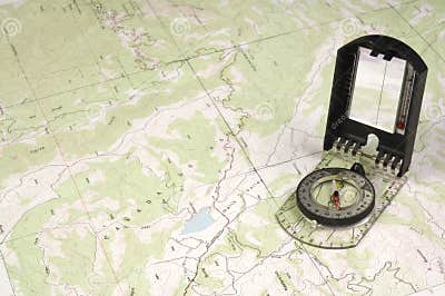 Topo Map and compass stock image. Image of houses, bearing - 3601851