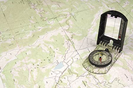 Topo Map and compass stock image. Image of houses, bearing - 3601851