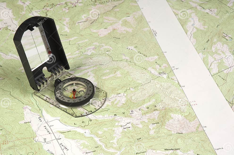 Topo Map and compass stock photo. Image of mountains, tanks - 3619066