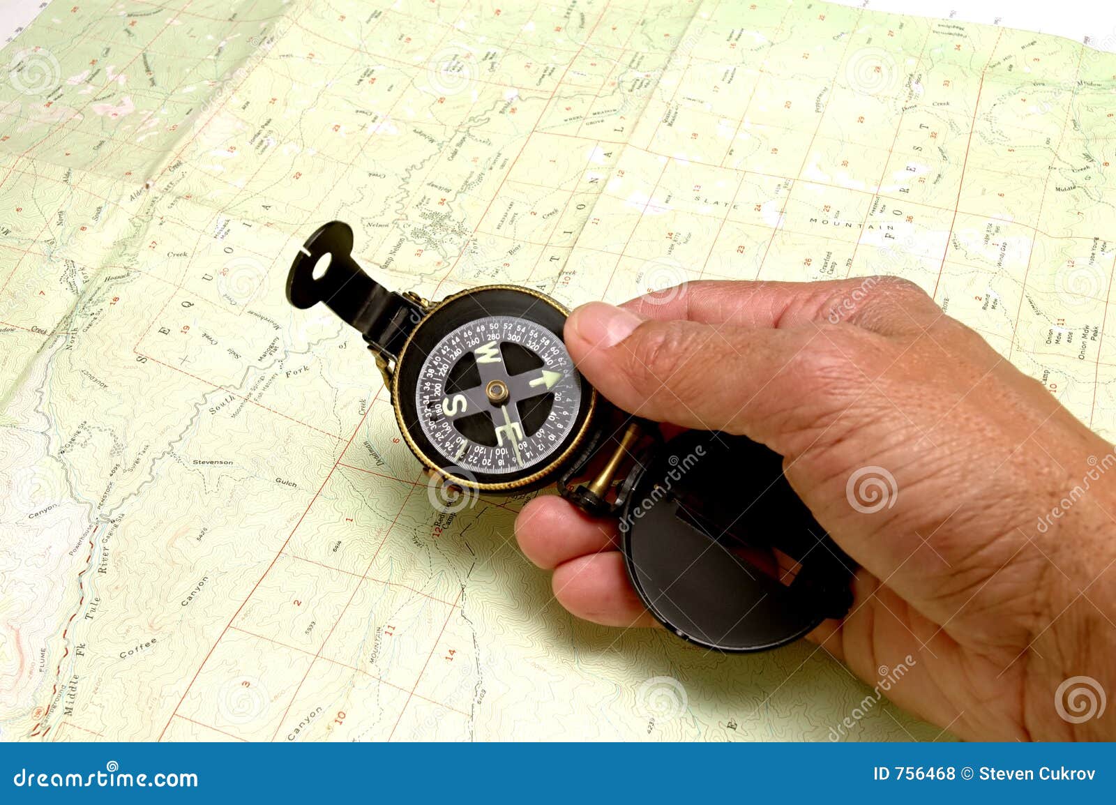 Topo Map & Compass stock photo. Image of topography - 756468