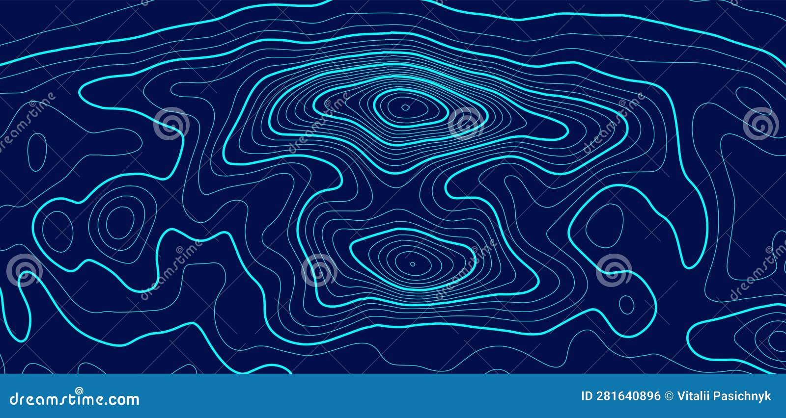 Topographic Bright Map on Blue Background. Geographic Line Map with ...