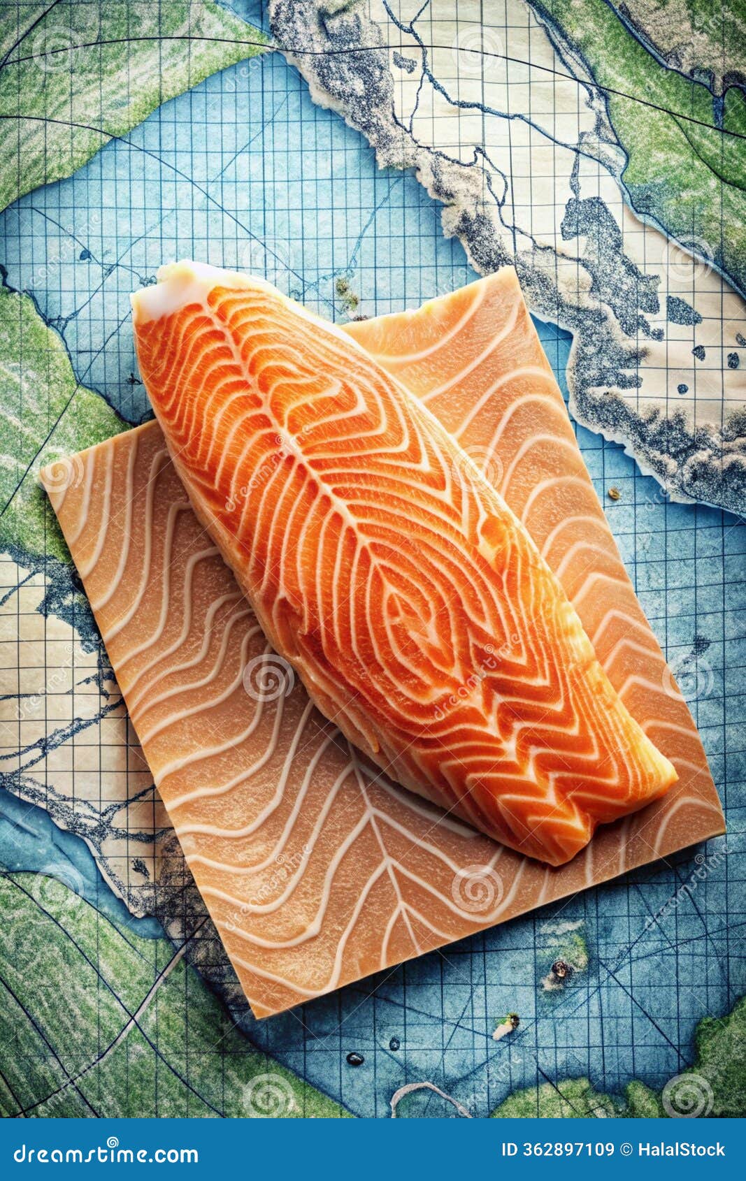 Topographic Contour Map with Fish Fillet Texture Stock Illustration ...