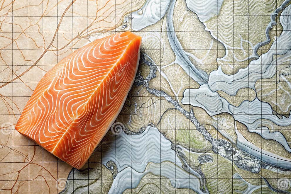 Topographic Contour Map with Fish Fillet Texture Stock Illustration ...