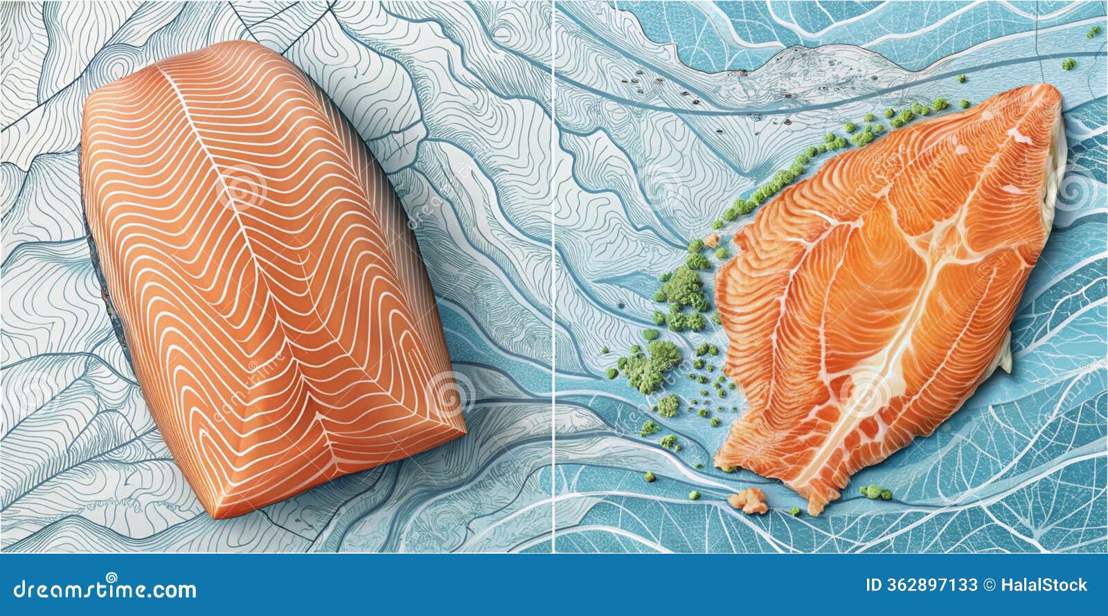 Topographic Contour Map with Fish Fillet Texture Stock Illustration ...