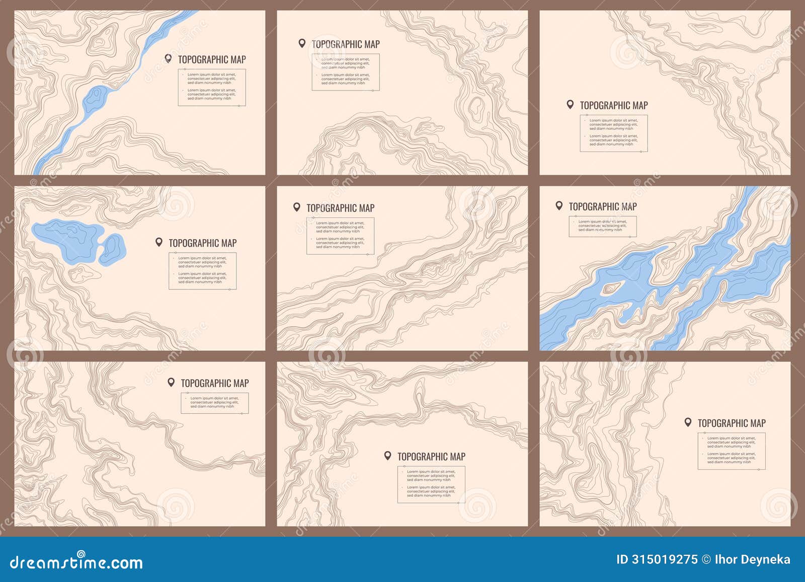 Topographic Conventional Map. Geographical Mountainous Relief. Contour ...