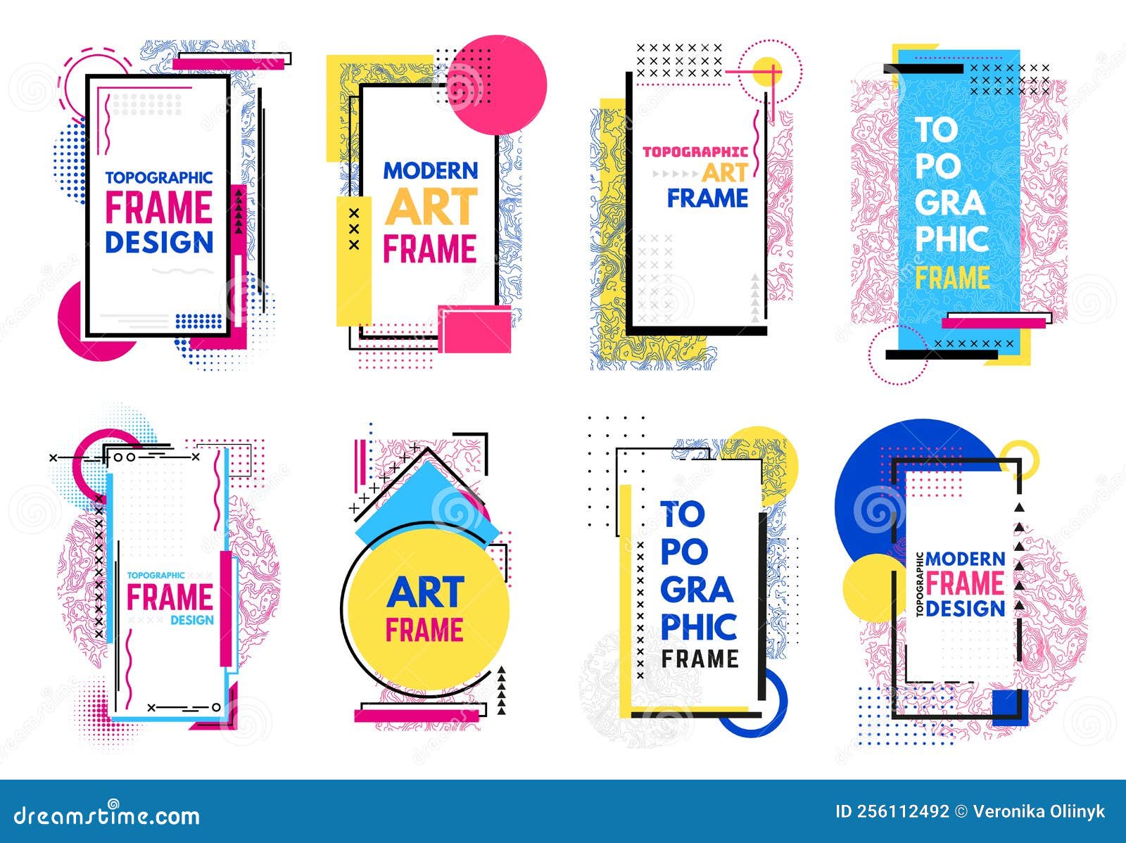 Topographic Frame Design. Modern Graphic Art Collage, Abstract Geometry ...