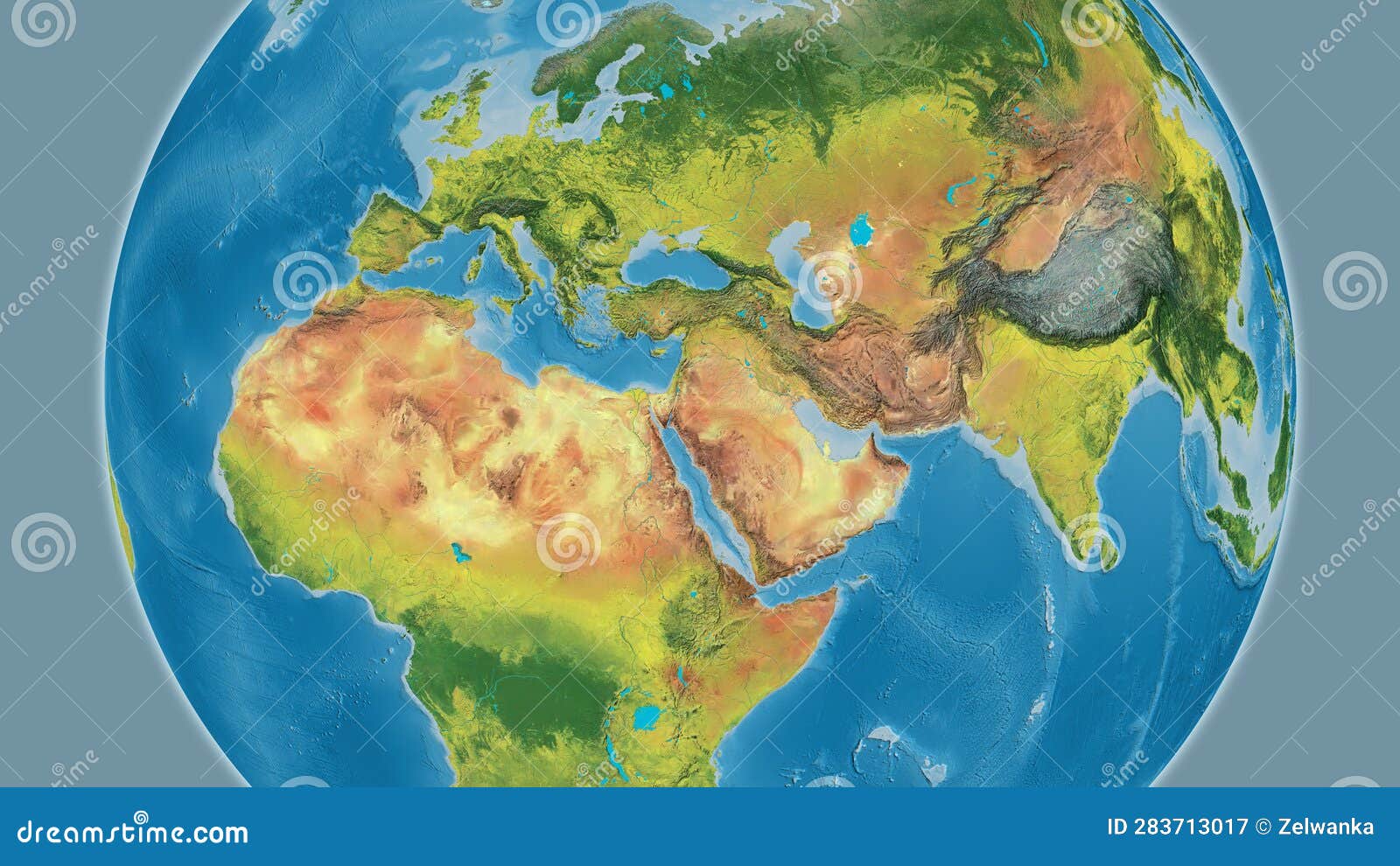 Globe Centered on Jordan. Topographic Map Stock Illustration ...