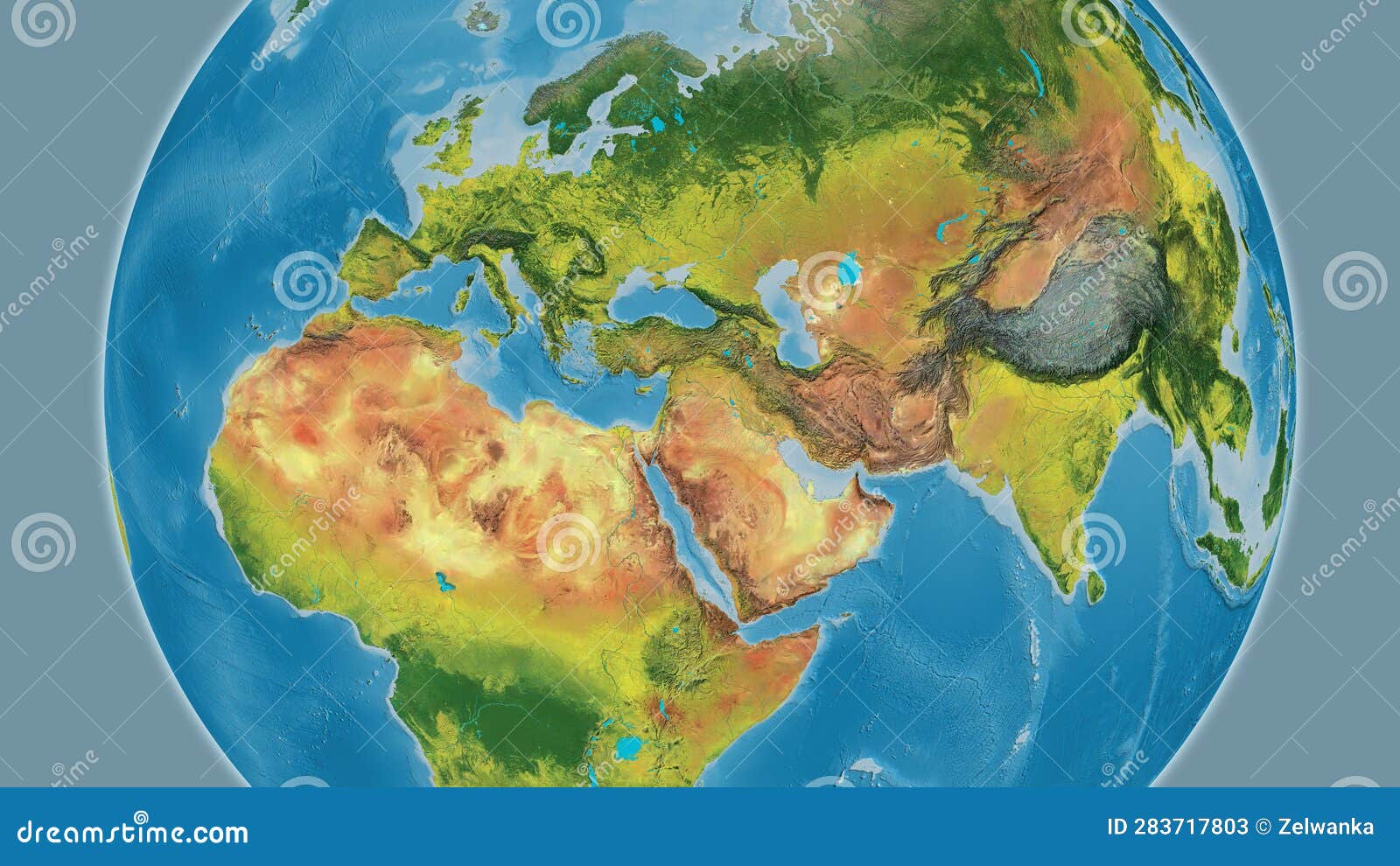 Globe Centered on Syria. Topographic Map Stock Illustration ...